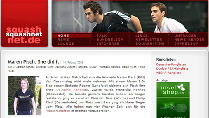 squashnet.de mit neuem „Gesicht“! - squashnet.de